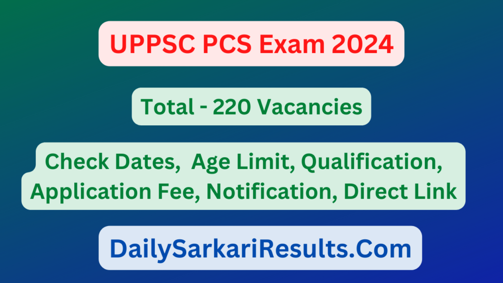 UPPSC PCS Notification 2024 Apply Online for 220 UP PCS Posts