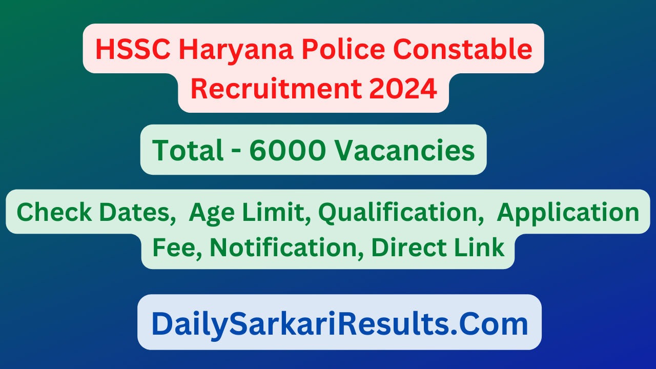 Haryana Police Constable Recruitment 2024 Apply online 6000 Posts